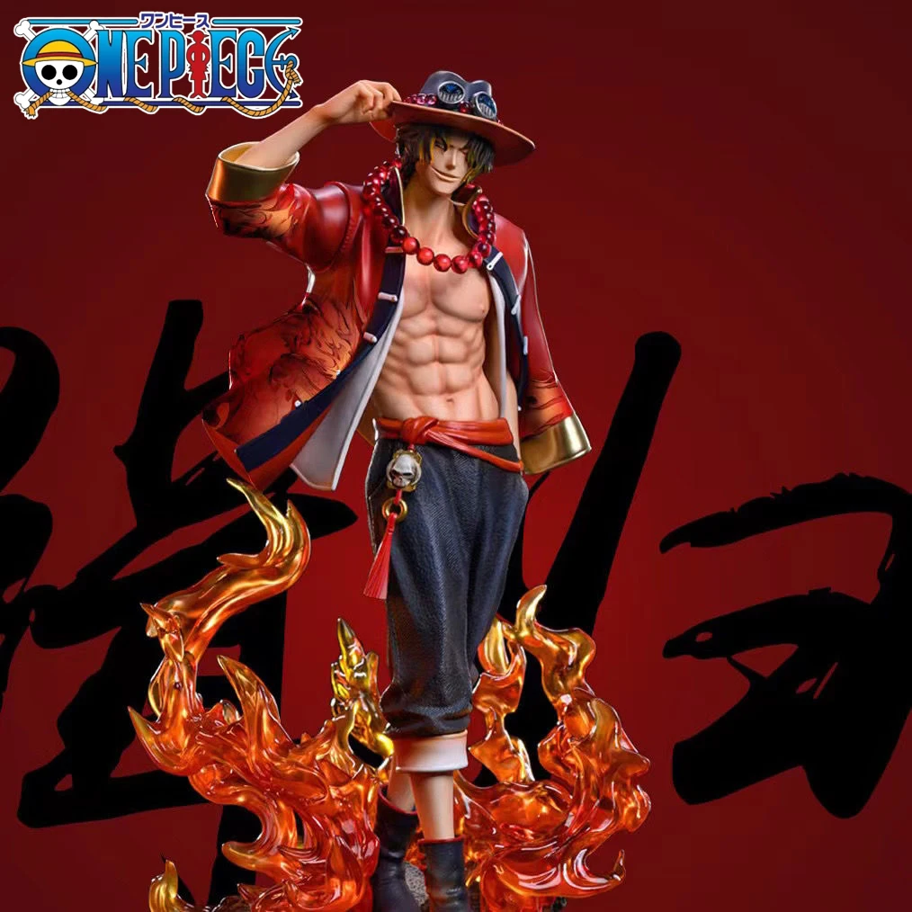 38cm One Piece GK Portgas D Ace Anime Figurine Manga Statue PVC Action ...