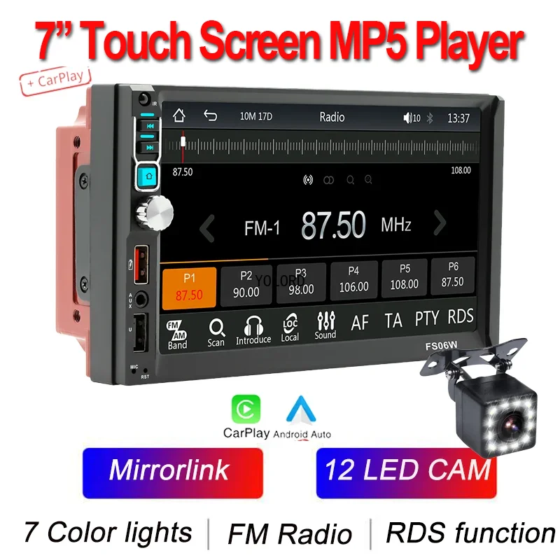 Reproductor-MP5-para-coche-HD-2Din-de-7-Mirrorlink-con-cable-USB-TF-FM ...