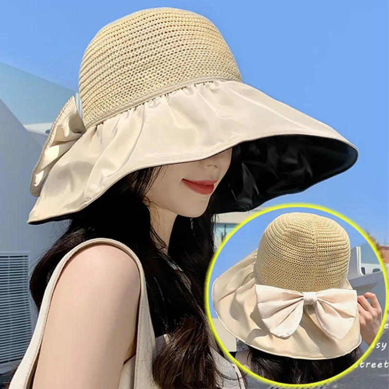 Spring-Summer-Hat-For-Women-Big-Wide-Brim-Women-Bucket-Hat-Solid-Color ...