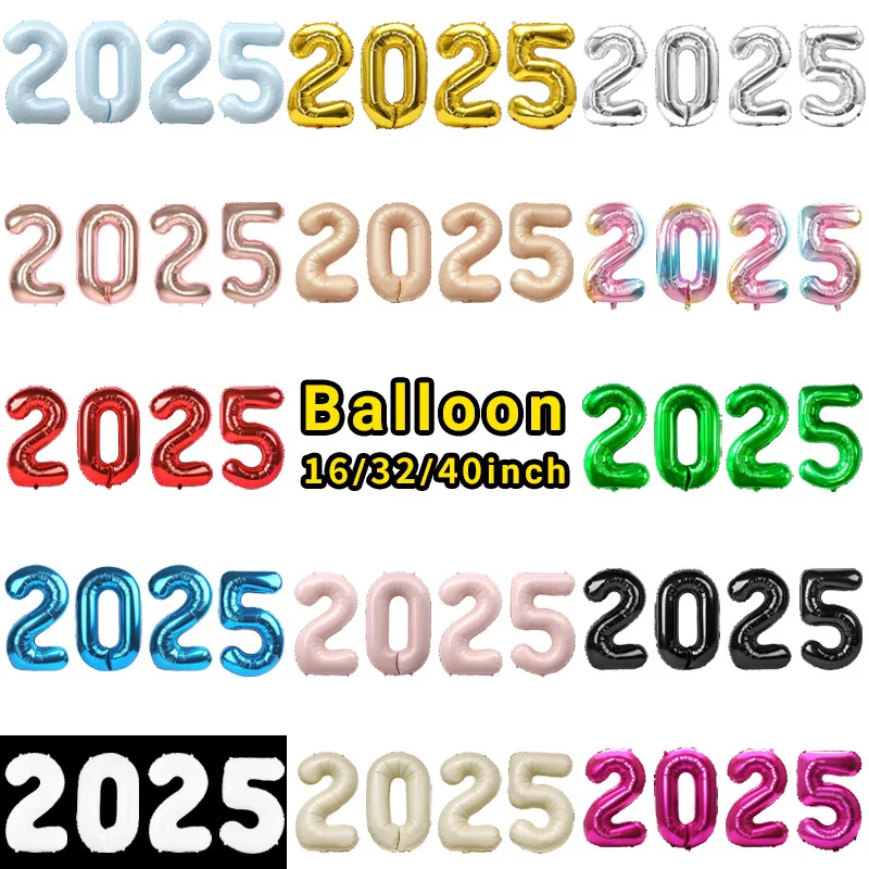 16/32/40Inch 2025 Number Balloons Big Foil Birthday Balloon Helium ...