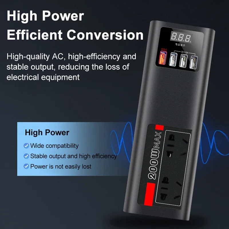 EAFC-Car-Inverter-200W-DC-12V-To-AC-220V-Sine-Wave-EU-Auto-Converter ...