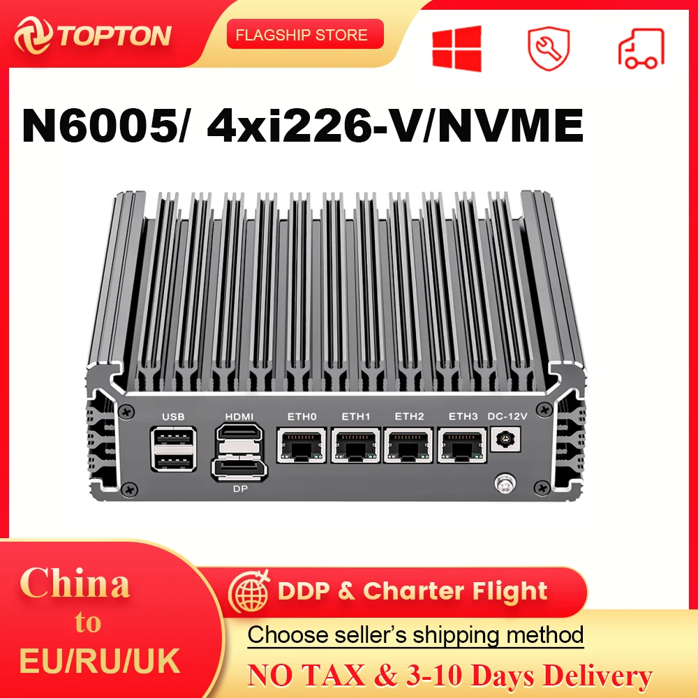 OPNsense N6005 4xIntel i226 V 2,5G LAN N5105 Fanless Mini PC DDR4 M.2 ...