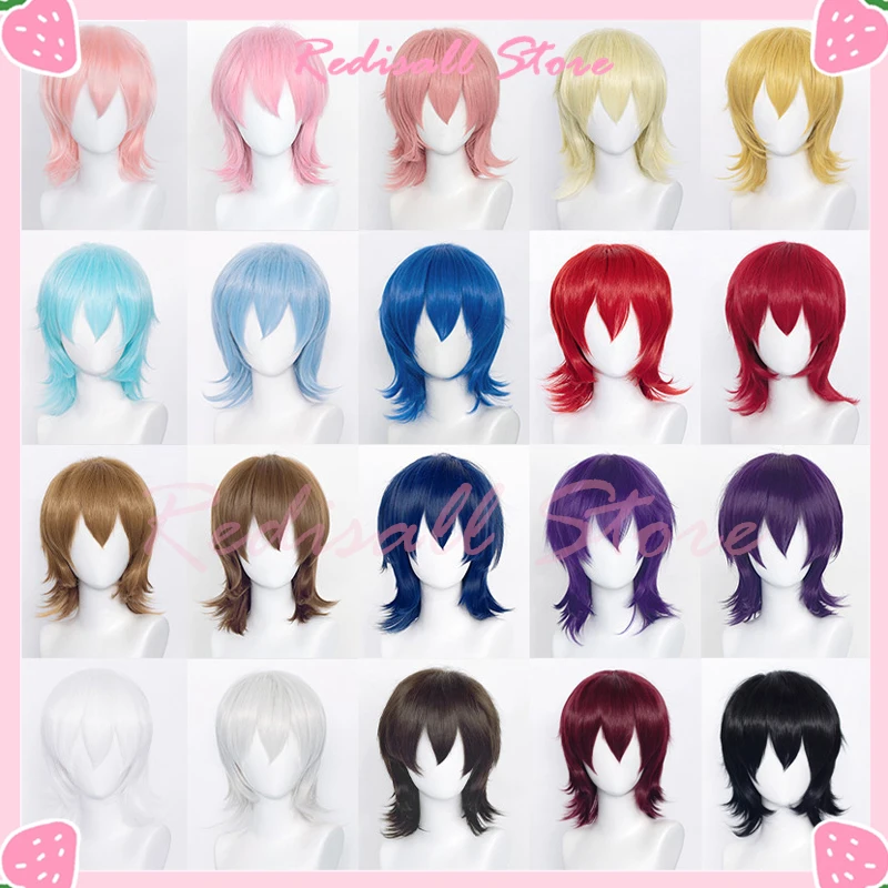 37cm Short Mullet Cosplay Wig Multi-color Basic Curly Heat Resistant ...