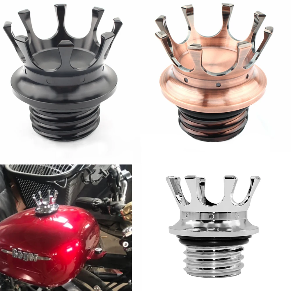 Motorcycle-Fuel-Gas-Tank-Cap-Crown-Style-Decorative-Oil-Caps-for-Harley ...
