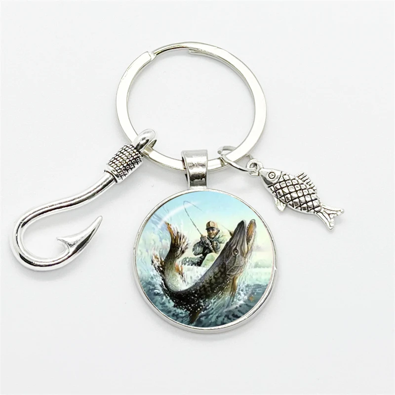 Fashion-Fishing-Master-Keychain-Fish-Hook-Keychain-Glass-Dome-Keychain ...