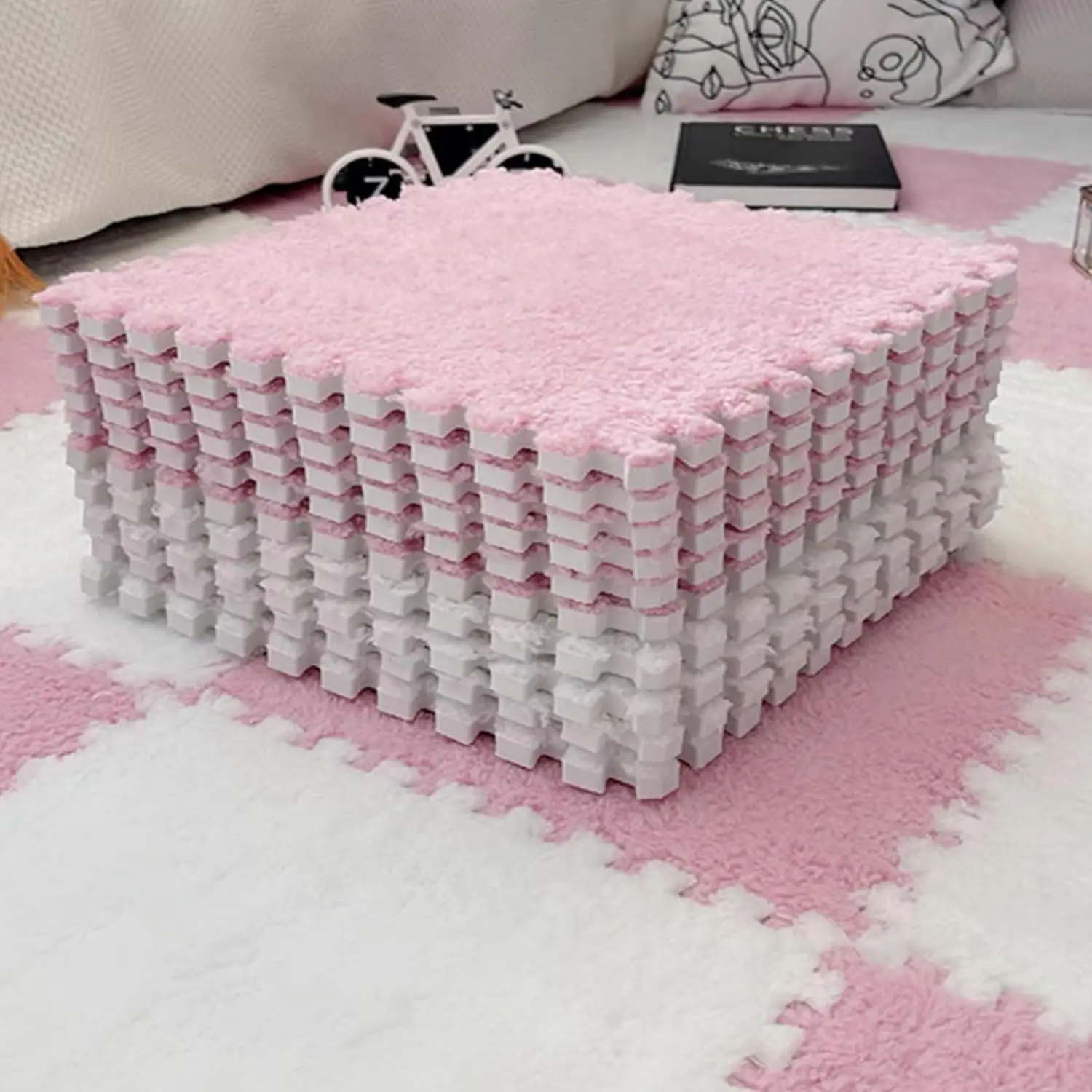 5-20-Pcs-Plush-Puzzle-Foam-Floor-Mat-Soft-Fluffy-Interlocking-Square ...
