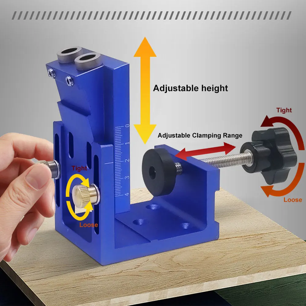 Pocket-Hole-Drill-Guide-Jig-Set-Adjustable-Portable-Wood-Pocket-Hole ...