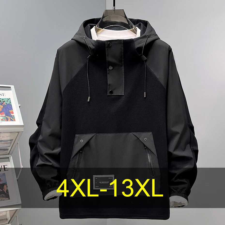 12XL 13XL Plus Size Hoodie Men Multi-pocket Patchwork Cargo Hoodies ...