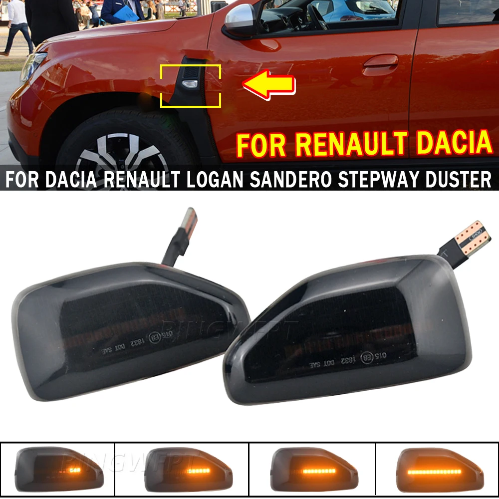 2X-LED-Dynamic-Side-Marker-Turn-Signal-Light-For-Dacia-Logan-2-Sandero ...