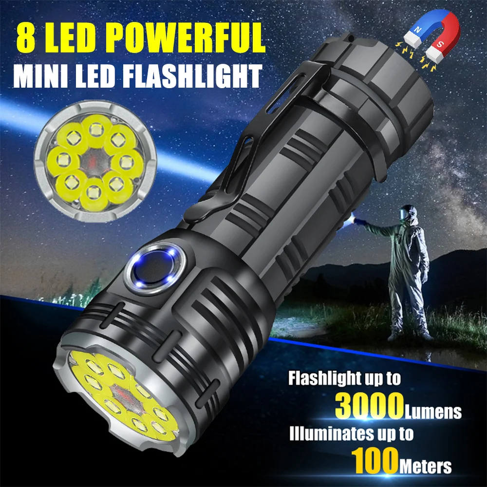 Powerful-Mini-EDC-LED-Flashlights-8-Modes-Rechargeable-Tactical-Torch ...