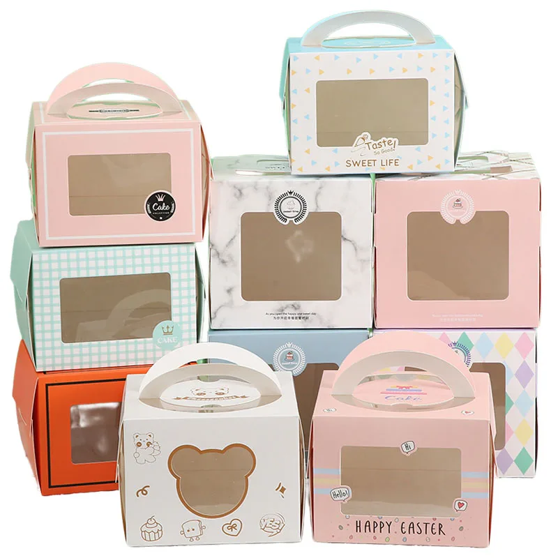 10pcs-Portable-Handle-Cake-Boxes-With-Window-Cupcake-Pastry-Cookies ...