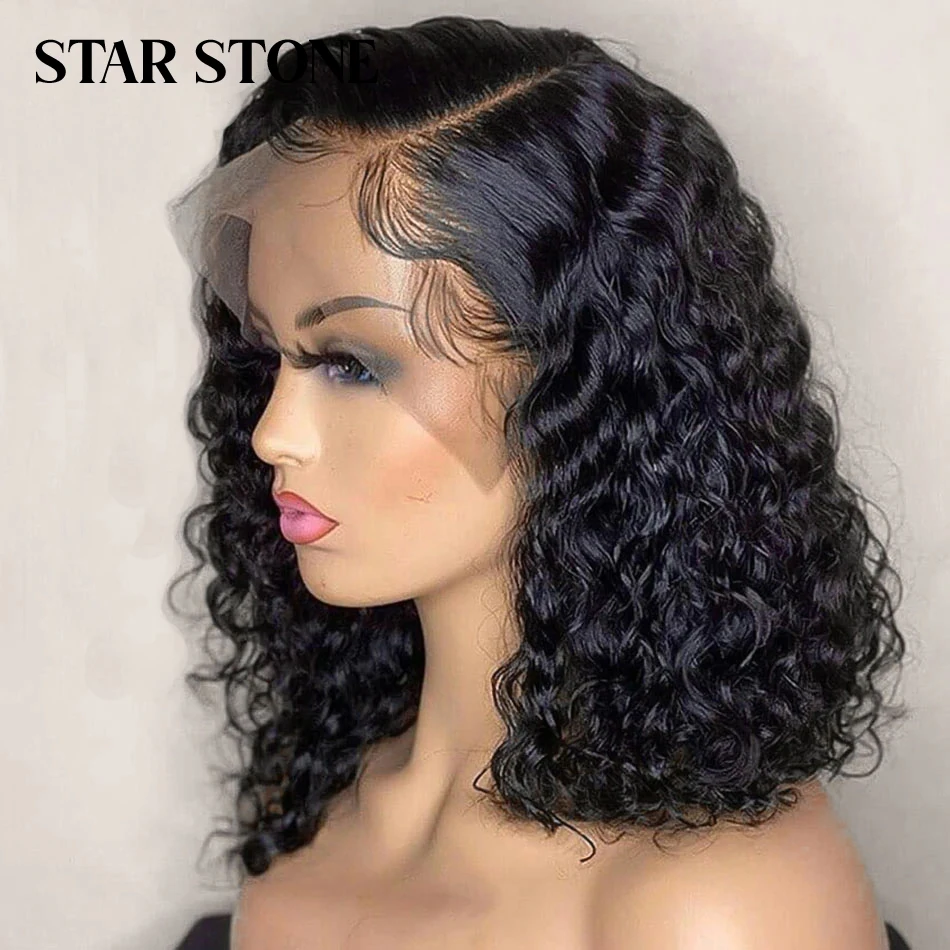 Short Curly Bob Brazilian Human Hair Lace Front Wigs 13x4 Lace Frontal 4×4 Closure Deep Wave Wig
