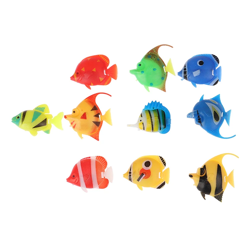 10pcs/lot Plastic Fake Fish Animal Tank Landscape Silicone Fake Fish ...