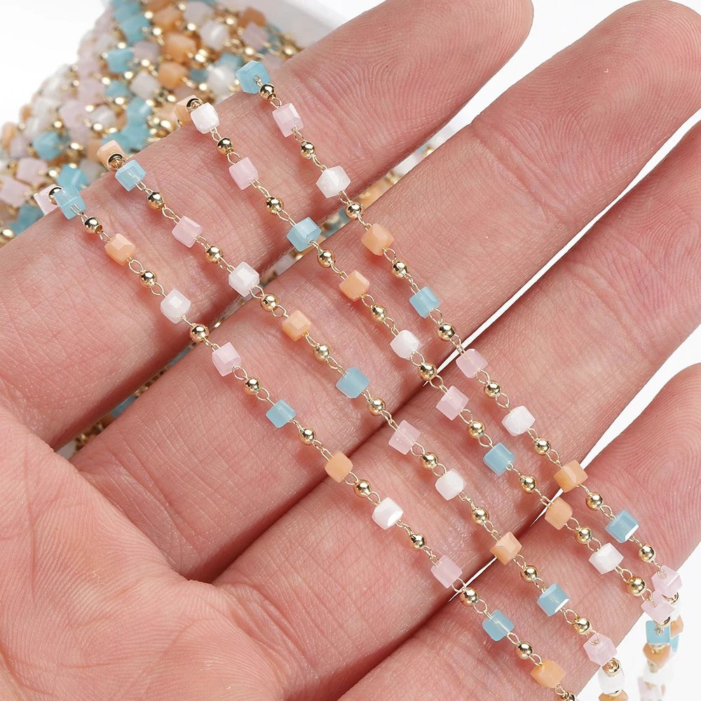 1Meter-Crystal-Macaroon-Colorful-Bohemian-Square-Beads-Chain-for ...