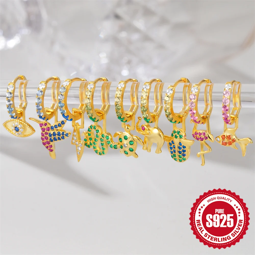 Pendientes-de-plata-de-ley-925-con-forma-de-Animal-para-mujer-aretes ...