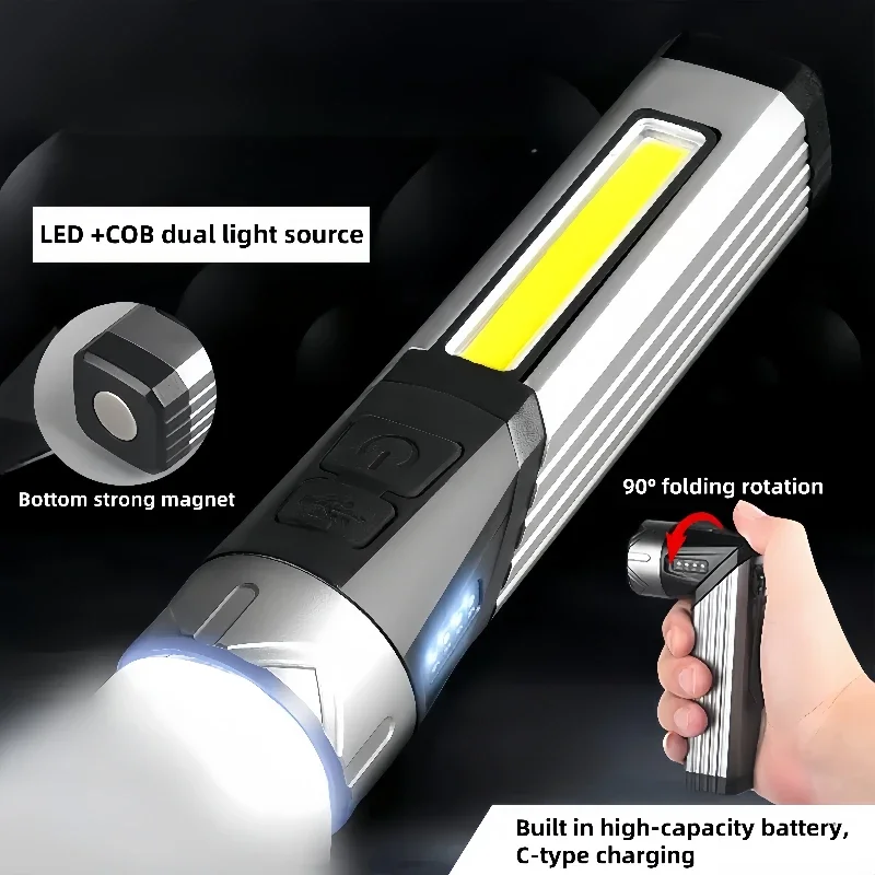 Car LED Strong Light Flashlight Portable Magnet Camping Torch 90 ...