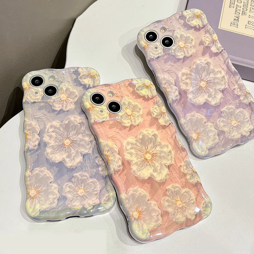 Fashion-Laser-blue-light-flowers-Phone-Case-For-iPhone-13-Promax-12-11 ...