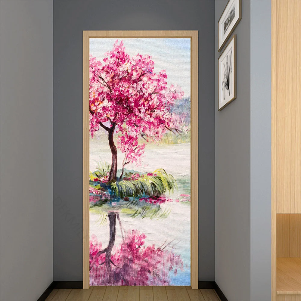 Flower-door-Decals-Pink-Cherry-tree-decals-Beautiful-natural-flower ...