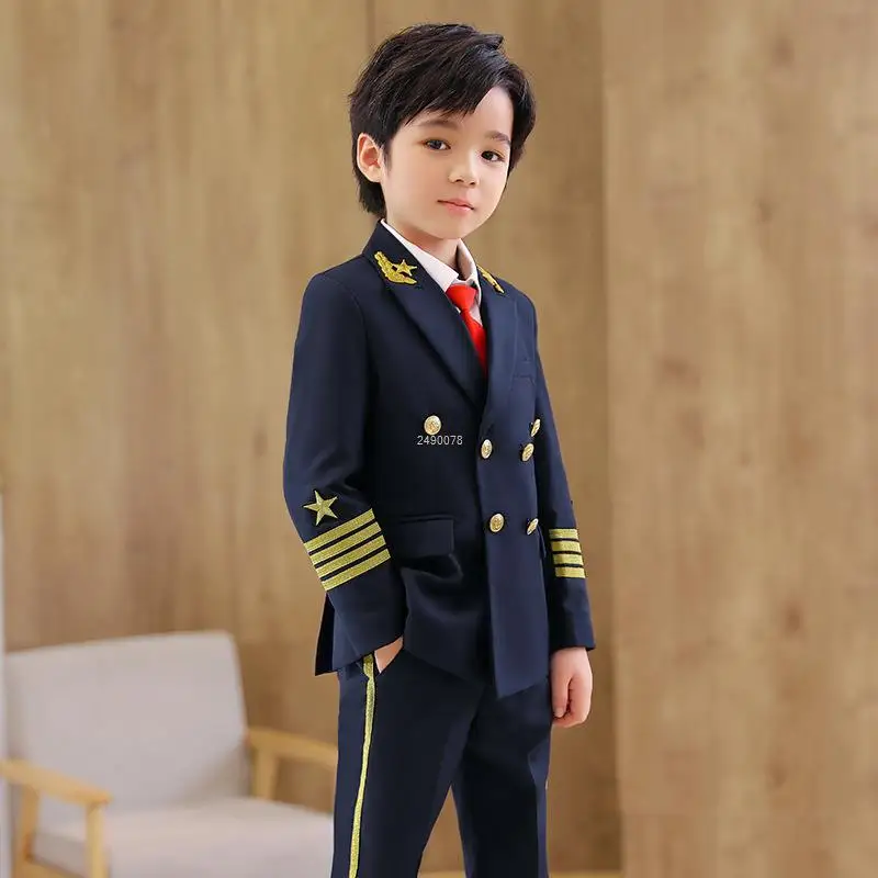 Flower-Boys-Pilot-Uniform-Suit-Kids-Formal-Jakcet-Pants-Tuxedo-Wedding ...