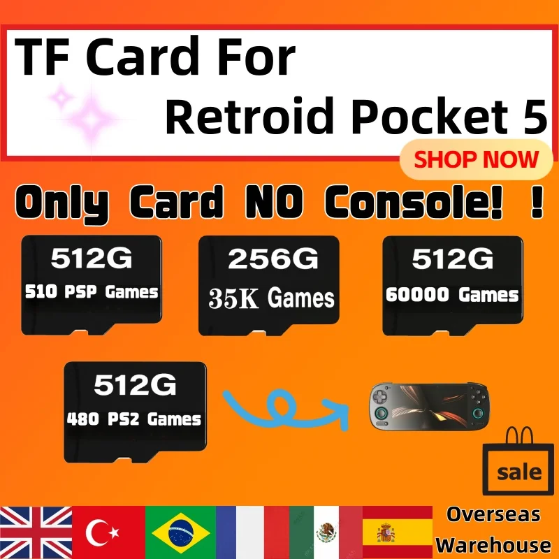 For Retroid Pocket 5 Portable Handheld Game TF Card Memory Card Retro ...