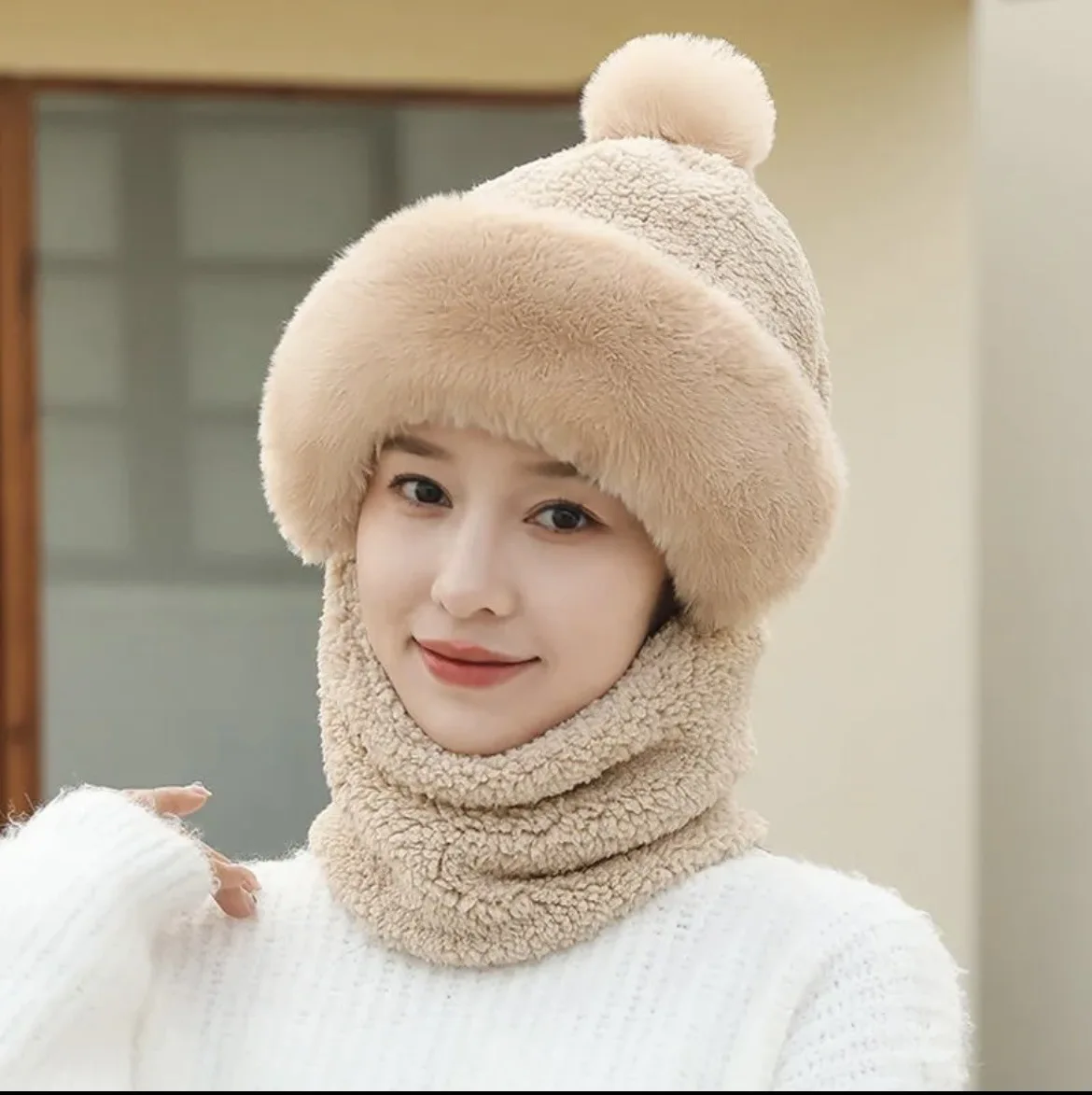 Oohmy Women Girls Warm Beanie Cap with Snood Winter Super Plush Soft ...