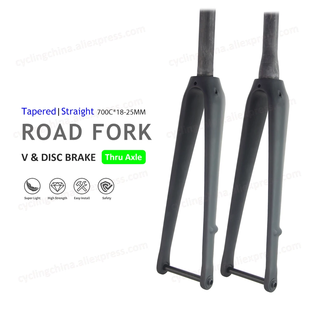 Nologo-700C-Disc-Brake-Thru-Axle-Road-Bike-Fork-UD-Gloss-Matte-Full ...