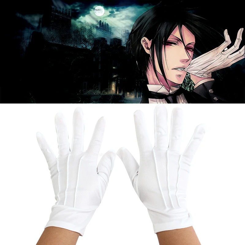 Black Butler Sebastian Michaelis Cosplay White Gloves One Pair ...