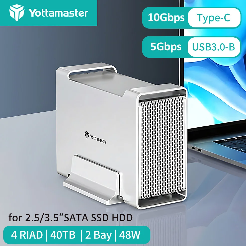 Yottamaster Enclosure per Disco Rigido RAID a Doppio Alloggiamento ...