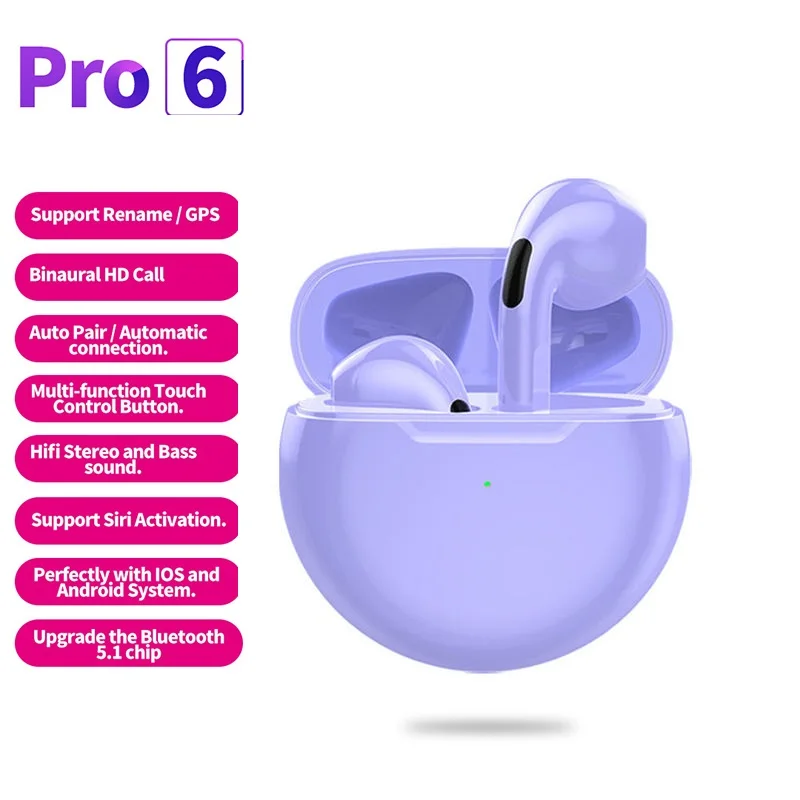 Hot-Sale-Pro6-Wireless-Bluetooth-Headset-Stereo-TWS-in-Ear-Macaron-Pro ...