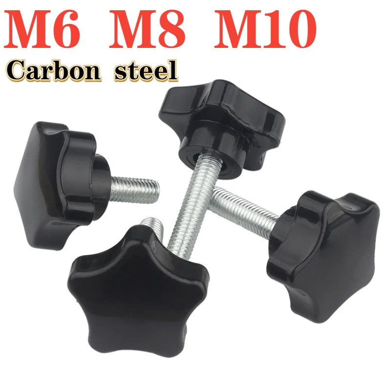 M4-M5-M6-M8-M10-M12-Carbon-Steel-Pentagonal-Plastic-Handle-Plum-Blossom ...