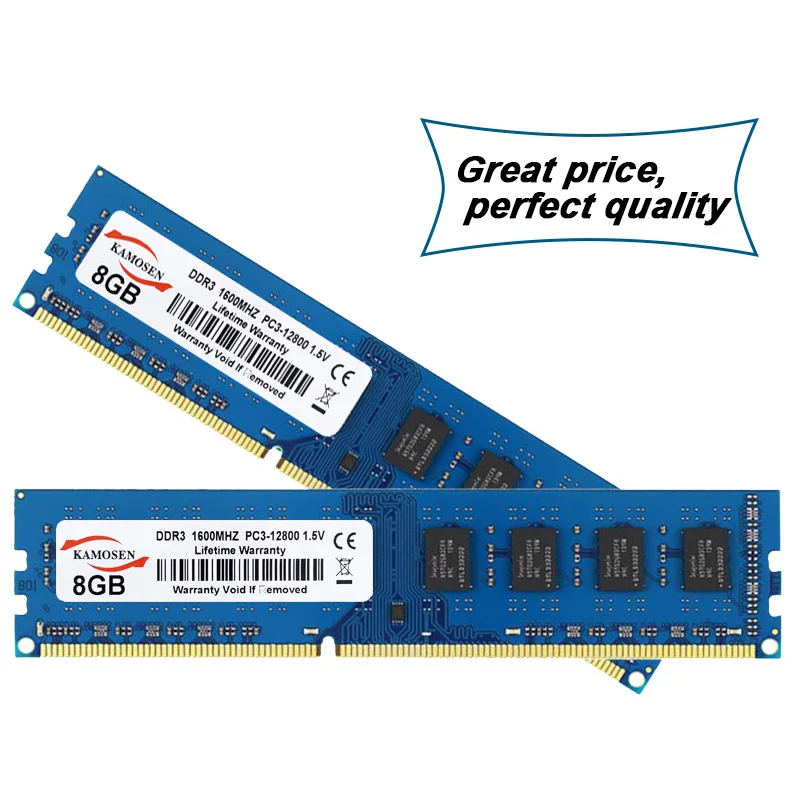 DDR3 RAM 4GB 8GB 1600MHz 새로운 저전압 1.5V 블루 PC3 12800U 데스크탑 메모리 DIMM 240 핀 ...