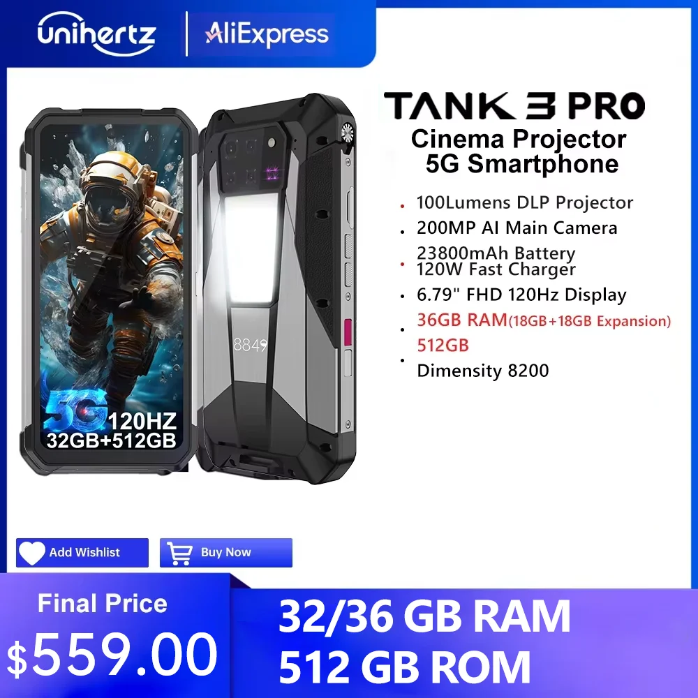 Unihertz-Tank-3-Pro-8849-Rugged-Smartphone-android-5G-with-100-Lumens ...