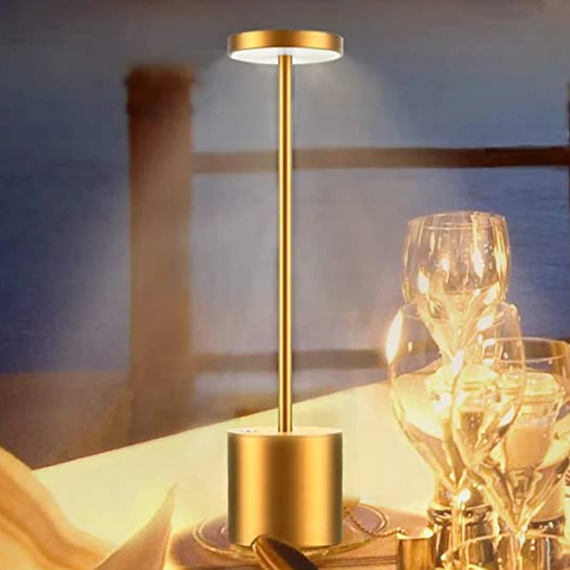 Bar Hotel Cordless Table Lamp LED Metal Desk Lamp USB Rechargeable ...