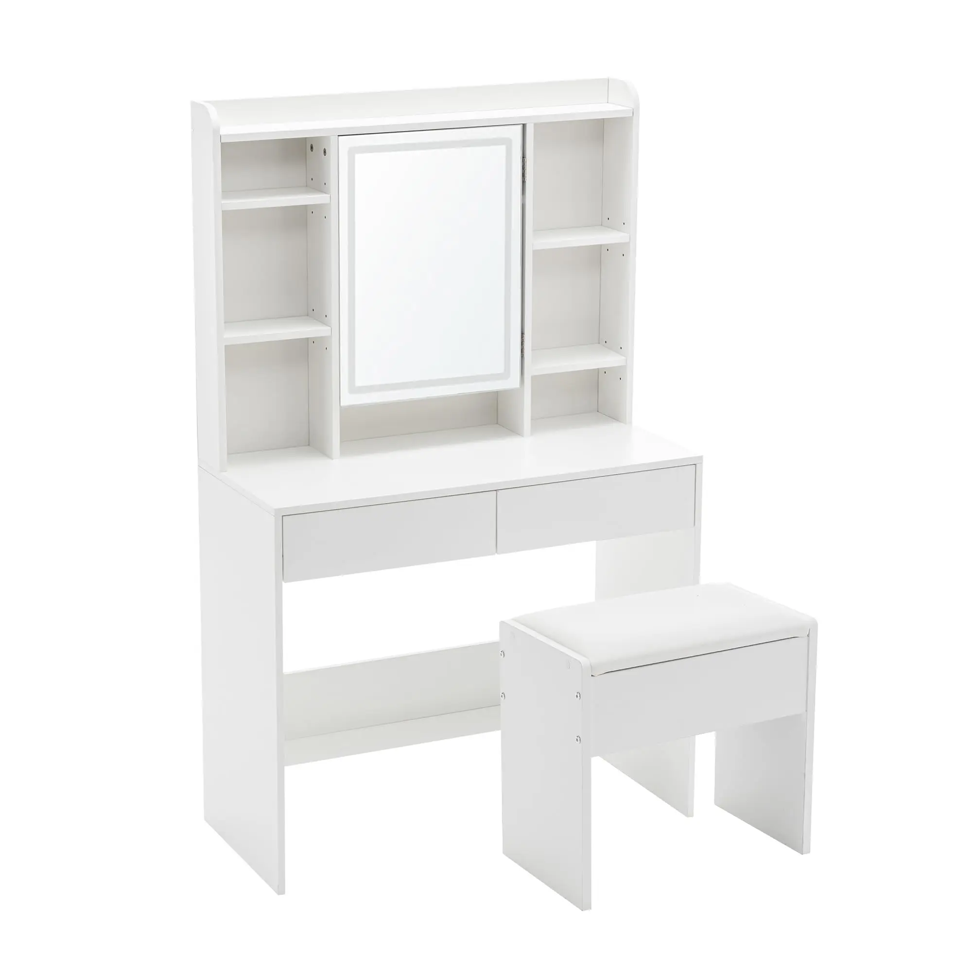 Dressing Table 90 x 40 x 145 cm with Lighting, Mirror, Stool, Dressing ...