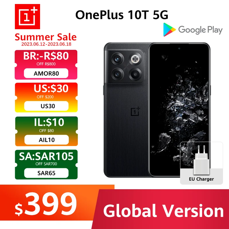 OnePlus 10T 10 T Global Version 5G Snapdragon 8+ Gen 1 8/16128/512GB ...