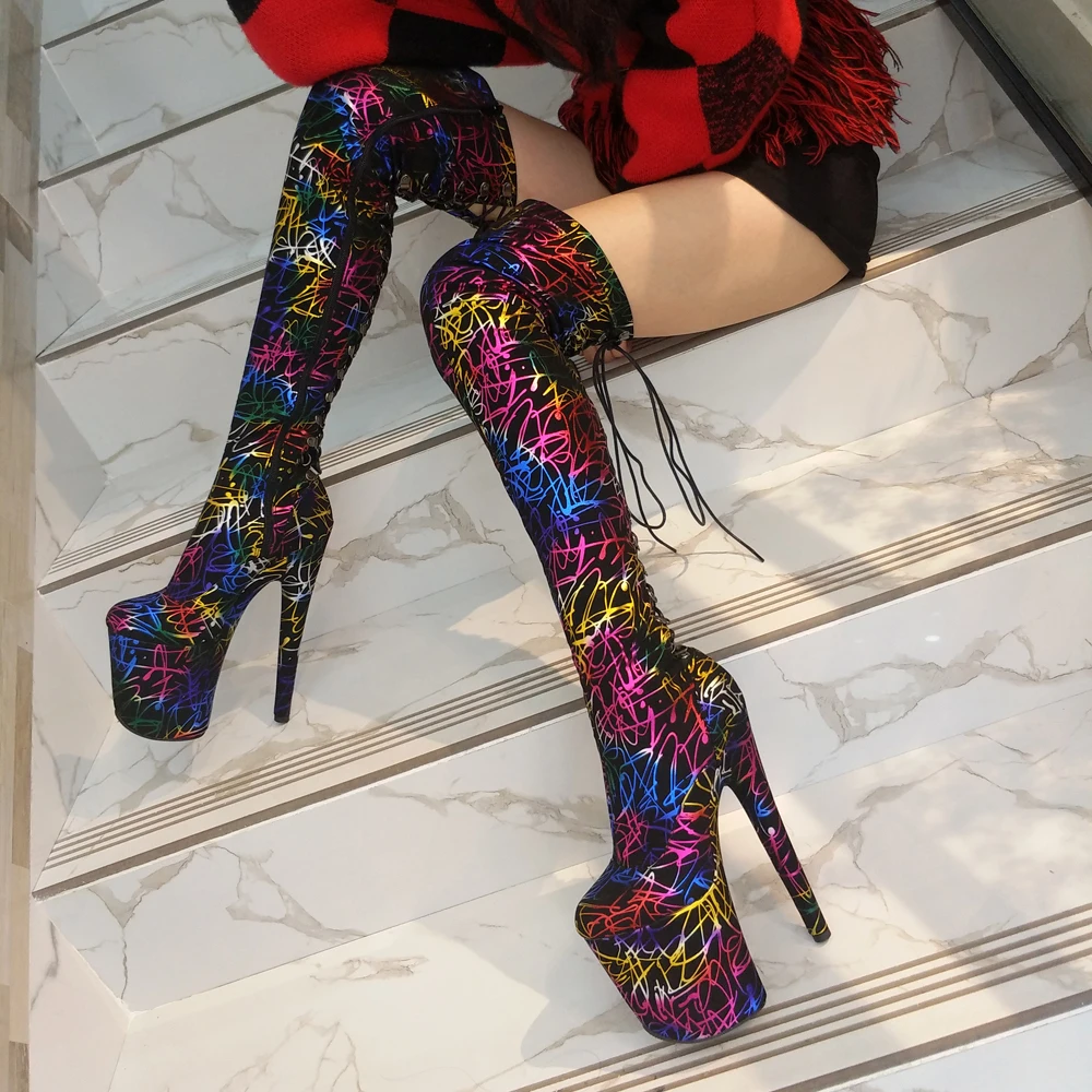 Leecabe 20CM/8 인치 폴 댄스 슈즈, 하이힐 플랫폼 부츠, 클로즈드 토 폴 댄스 부츠|댄스 슈즈| - AliExpress