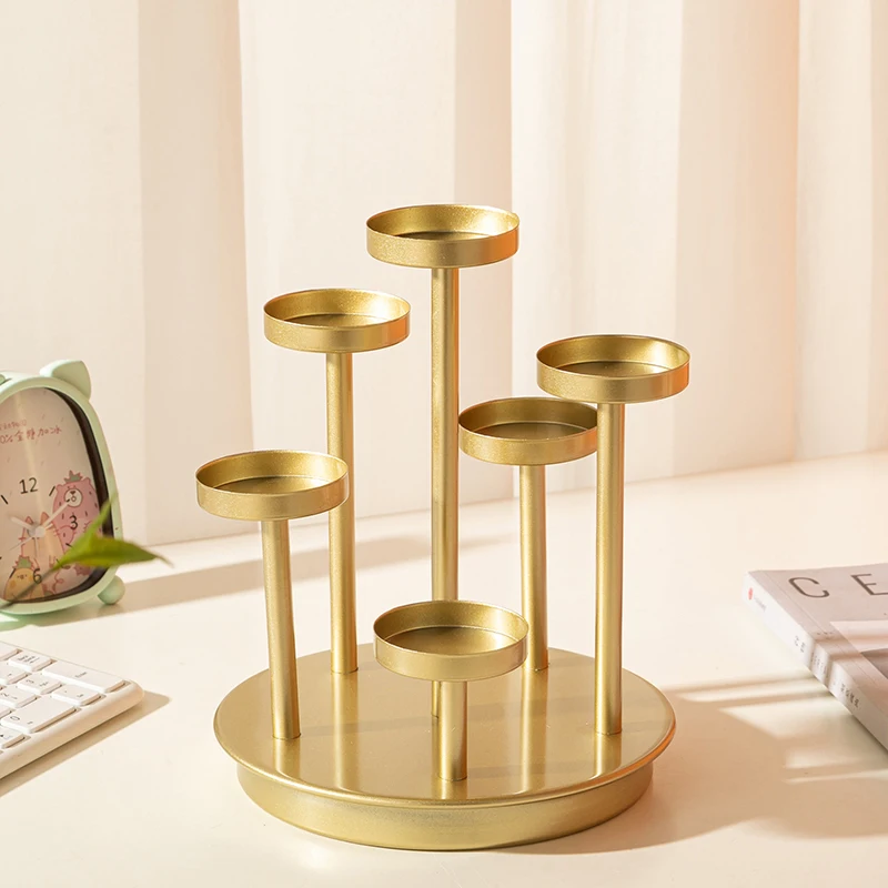 PEANDIM portavelas de Metal de 6 brazos para el hogar, candelabro de ...