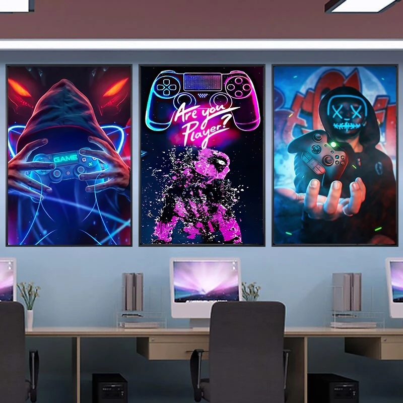 Modern Gamer Game Player's Esports Room Wall Art Decoration Painting ...