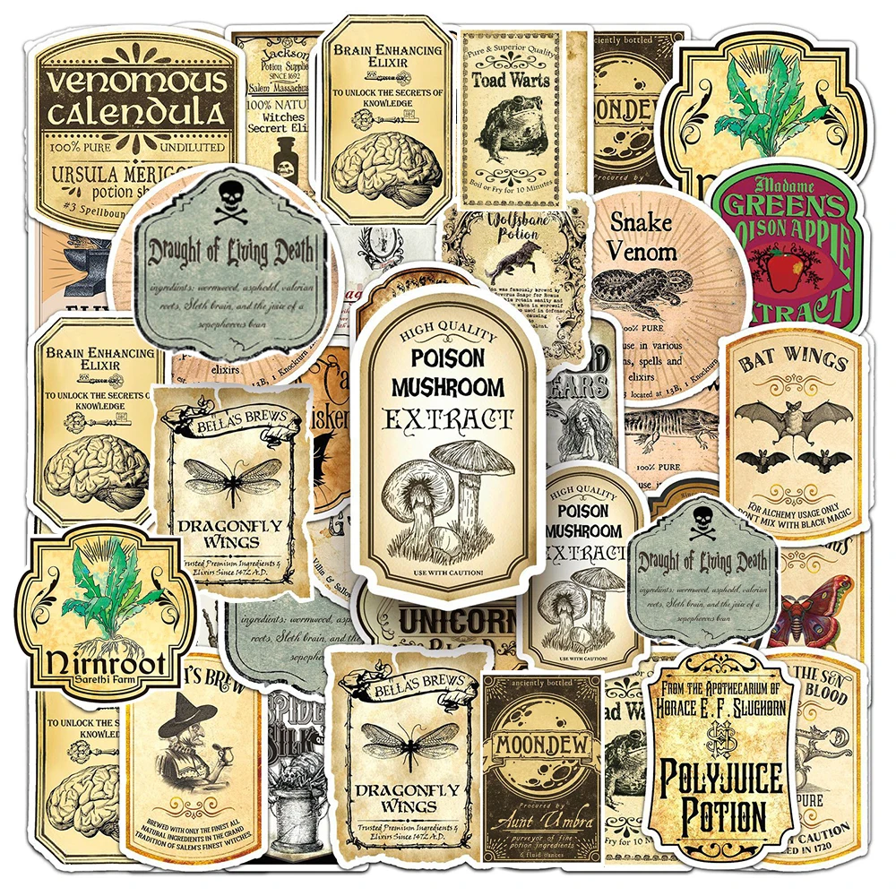 10-30-50pcs-Vintage-Magic-Potion-Label-Stickers-Horror-Halloween ...