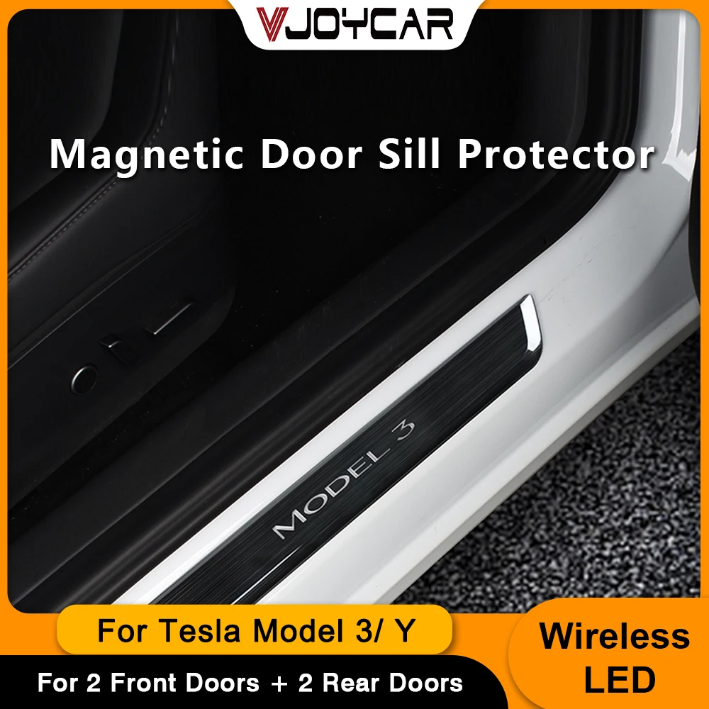 New-Wireless-LED-illuminated-Pedal-Magnet-Car-4xDoor-Sills-Protector ...