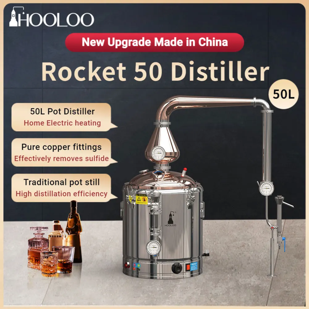 HOOLOO-Rocket-50L-Distiller-Home-Pot-Still-Electric-Heating-Tank-Copper ...