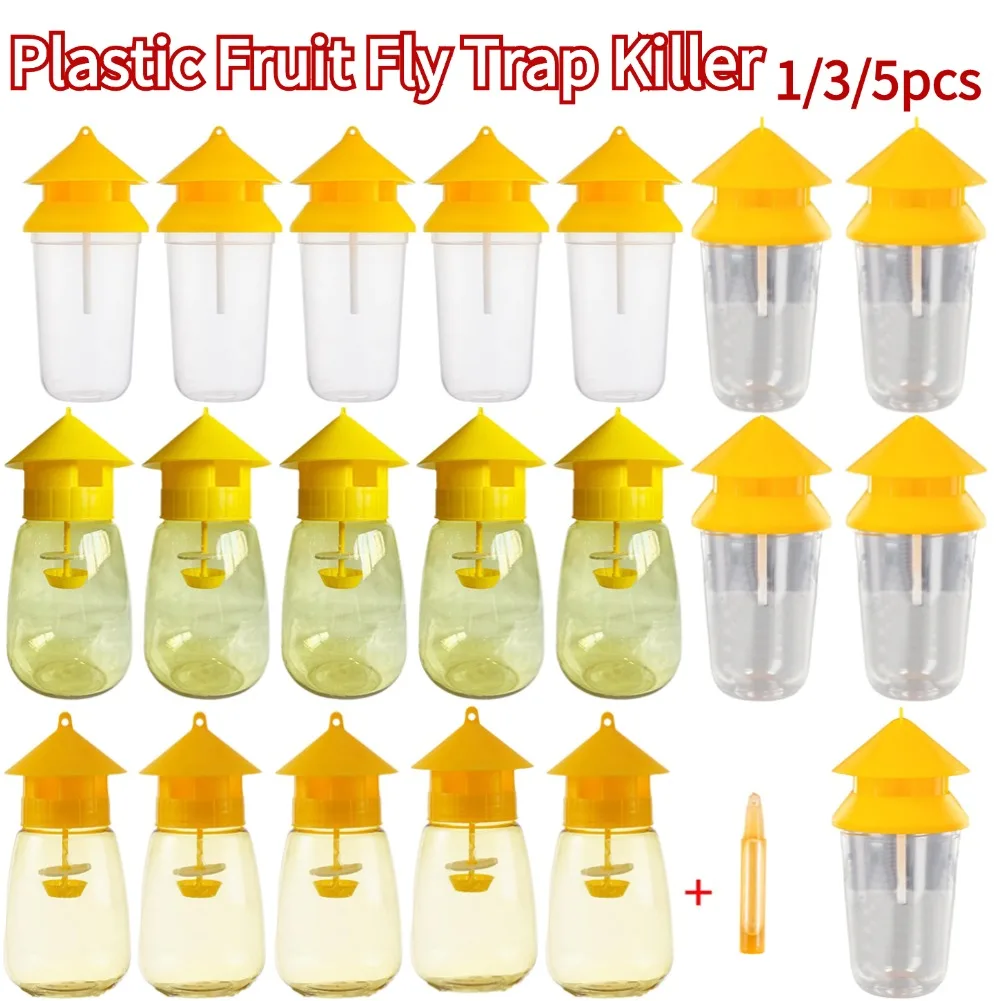 1/3/5PCS Plastic Fruit Fly Trap Killer Drosophila Trap Anti Fly Fruit ...