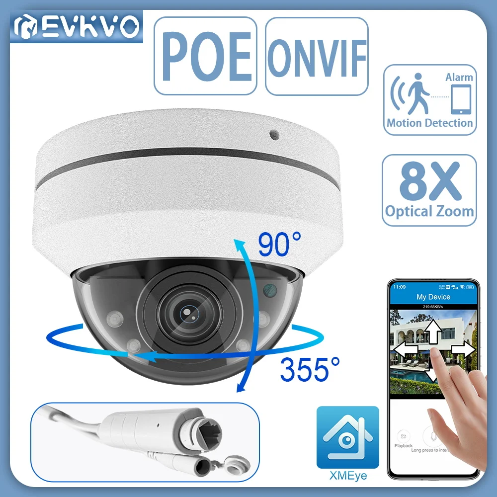 Evkvo 5mp Poe Camera 8x Optische Zoom Metalen Outdoor Waterdichte Wifi ...