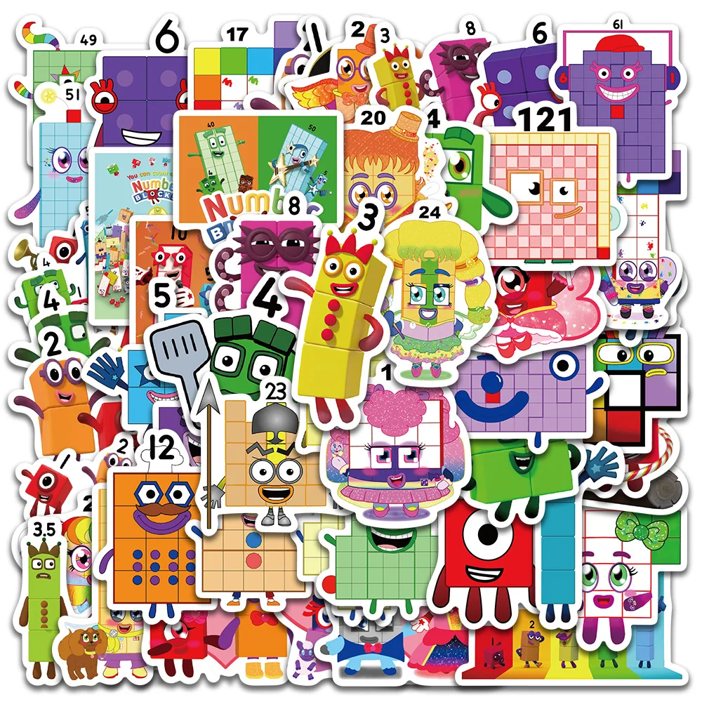 10/50 pçs bonito dos desenhos animados anime numberblocks adesivos para ...