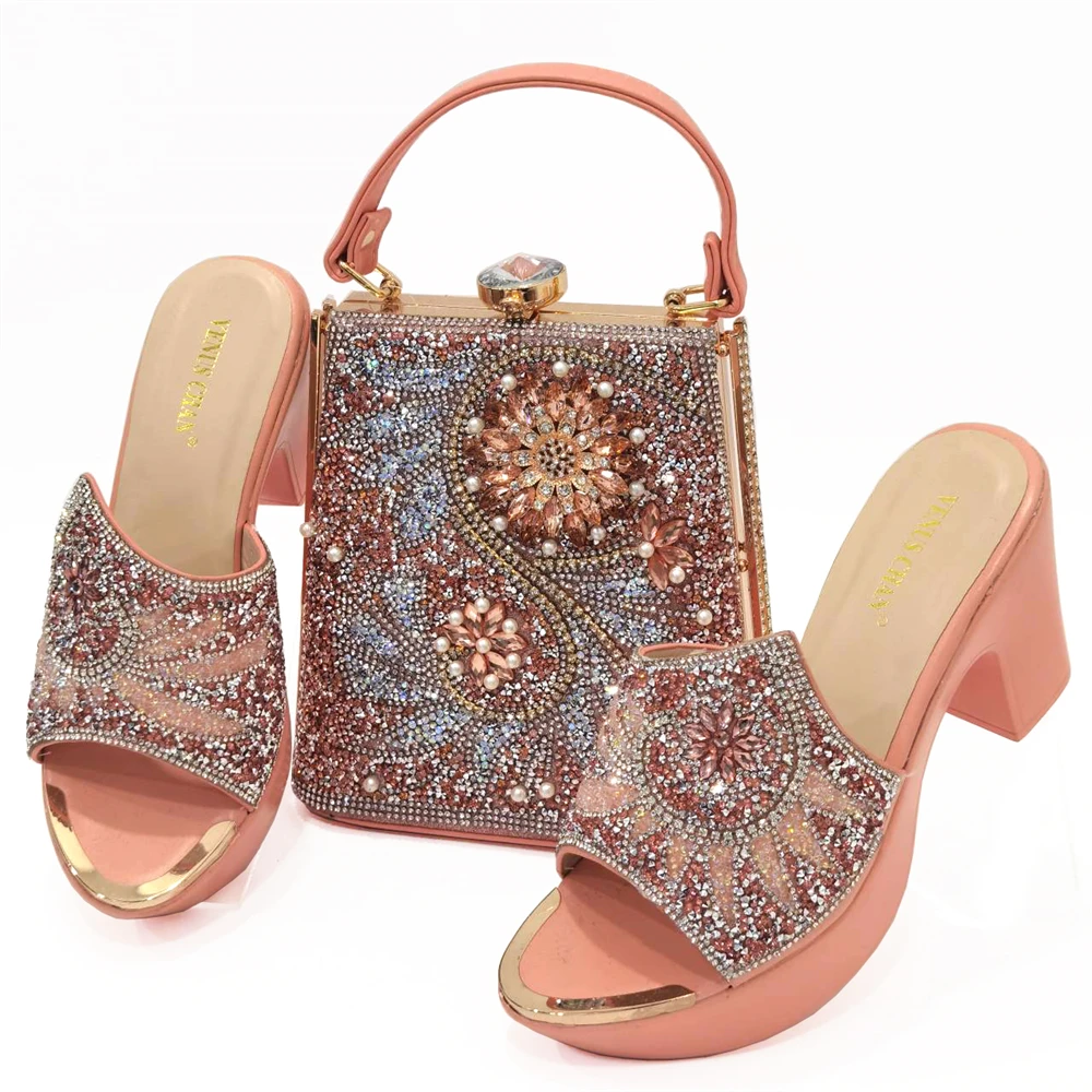 2024-Pretty-Women-Shoes-and-Bag-to-Match-in-Peach-Color-High-Quality ...
