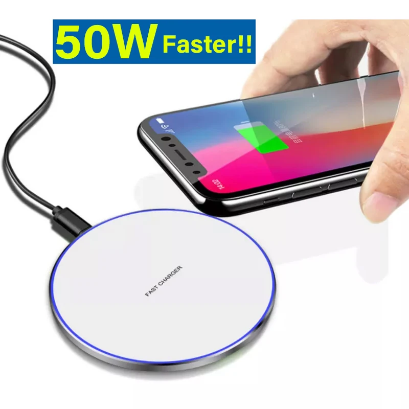 50W Fast Wireless Charger Pad For iPhone 14 13 Xiaomi Huawei Doogee ...