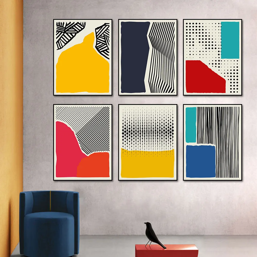 Modern-Abstract-Color-Blocks-Line-Wall-Art-Poster-Prints-Aesthetic ...