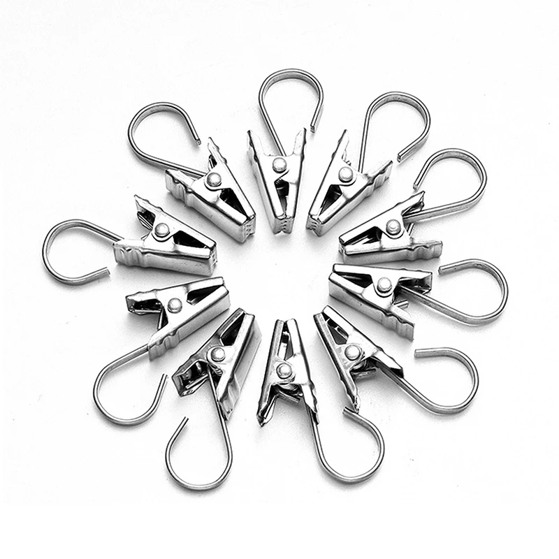 10/20pcs Stainless Steel Curtain Clips With Hook Window Curtains ...