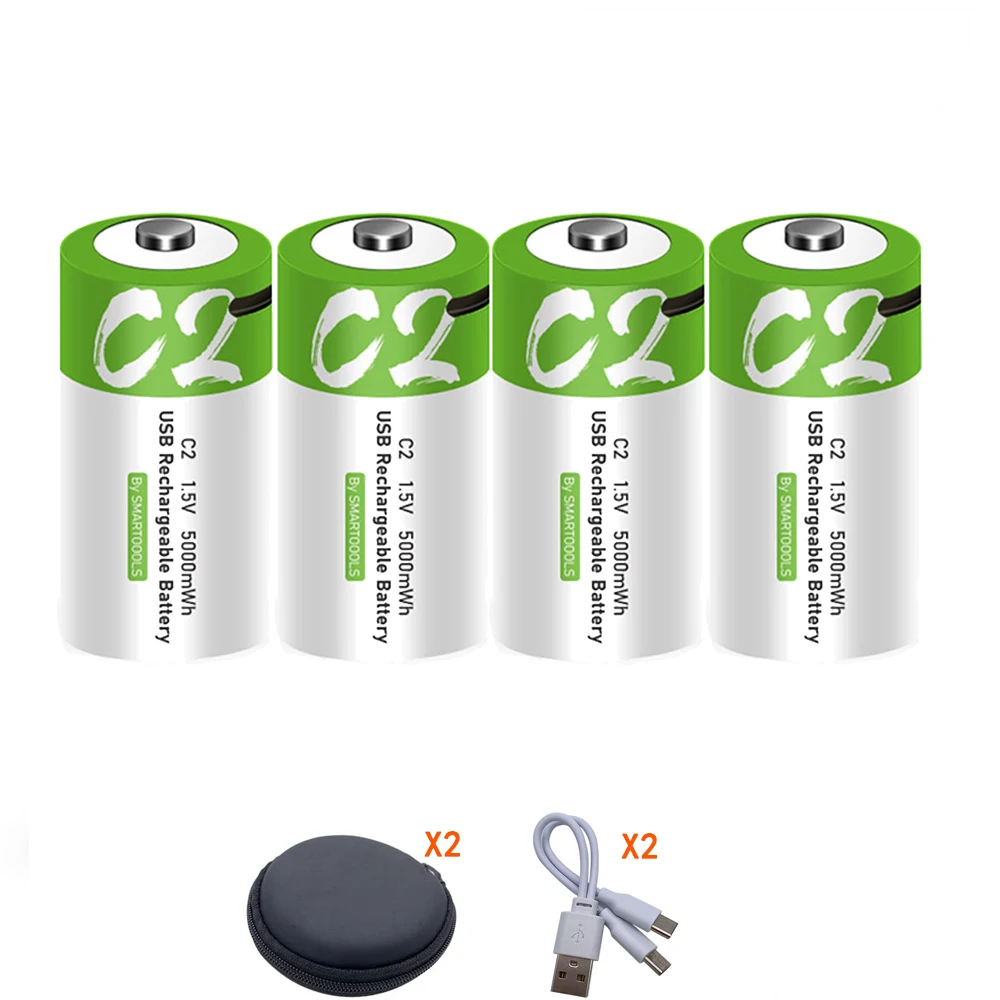 1-5V-5000mWh-LR14-C-Size-Li-po-Rechargeable-Battery-Type-C-Ultra-Fast ...