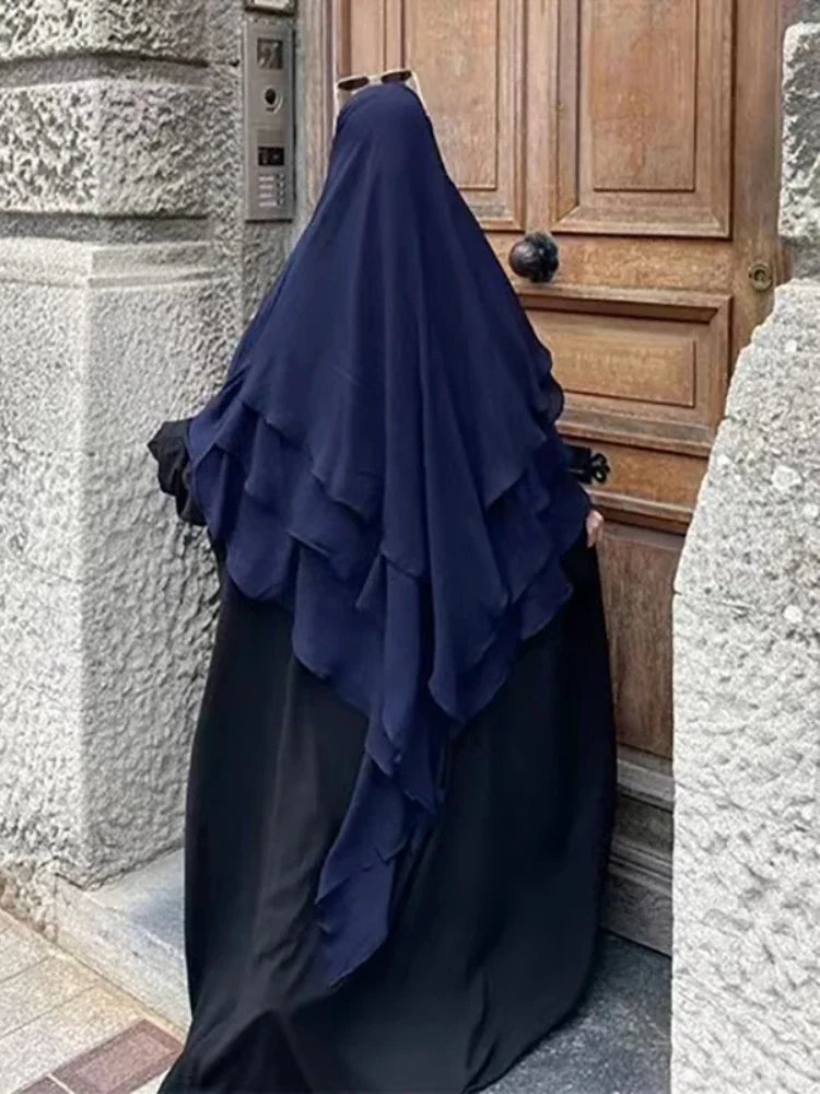 3 Layers Chiffon Long Khimar for Women Muslim Hijab Prayer Eid 2025 ...